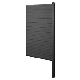 MCW WPC-Sichtschutz Savoie, Windschutz Zaun, WPC-Pfosten zum Einbetonieren ~ Erweiterungselement schmal, 98cm anthrazit