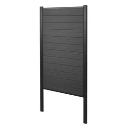 MCW WPC-Sichtschutz Savoie, Windschutz Zaun, Alu-Pfosten zum Einbetonieren ~ Basiselement schmal, 100cm anthrazit