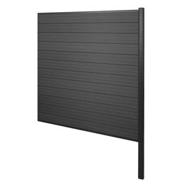 MCW WPC-Sichtschutz Savoie, Windschutz Zaun, Alu-Pfosten zum Einbetonieren ~ Erweiterungselement, 185cm anthrazit