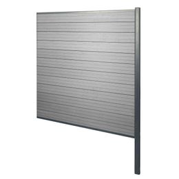 MCW WPC-Sichtschutz Savoie, Windschutz Zaun, Alu-Pfosten zum Einbetonieren ~ Erweiterungselement, 185cm grau