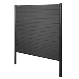 MCW WPC-Sichtschutz Savoie, Windschutz Zaun, Alu-Pfosten zum Einbetonieren ~ Basiselement, 190cm anthrazit