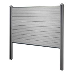 MCW WPC-Sichtschutz Savoie, Zaun Windschutz, WPC-Pfosten zum Einbetonieren ~ Basiselement, 195cm grau