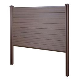 MCW WPC-Sichtschutz Savoie, Zaun Windschutz, WPC-Pfosten zum Einbetonieren ~ Basiselement, 195cm braun