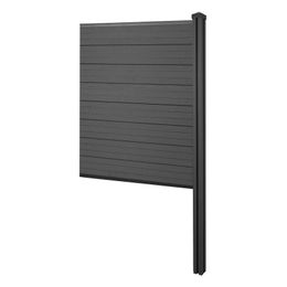 MCW WPC-Sichtschutz Savoie, Zaun Windschutz, WPC-Pfosten zum Einbetonieren ~ Erweiterungselement schmal, 98cm anthrazit