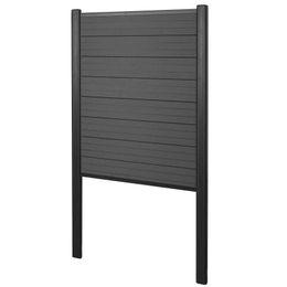 MCW WPC-Sichtschutz Savoie, Zaun Windschutz, Alu-Pfosten zum Einbetonieren ~ Basiselement schmal, 100cm anthrazit