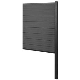 MCW WPC-Sichtschutz Savoie, Zaun Windschutz, Alu-Pfosten zum Einbetonieren ~ Erweiterungselement schmal, 95cm anthrazit