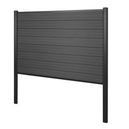 MCW WPC-Sichtschutz Savoie, Zaun Windschutz, Alu-Pfosten zum Einbetonieren ~ Basiselement, 190cm anthrazit
