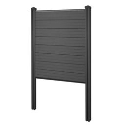 MCW WPC-Sichtschutz Savoie, Zaun Windschutz, WPC-Pfosten zum Einbetonieren ~ Basiselement schmal, 105cm anthrazit