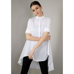 Longbluse Imperial "IMP-C ED3ABF", Damen, Gr. M (38), weiß (1100, bianco), Web, Obermaterial: 79% Baumwolle, 18% Polyamid, 3% Elasthan, unifarben, clean, gepflegt, leicht glänzend, feminin, figurumspielend, Halbarm mit Umschlag, Blusen, glockenförmige Long-Form