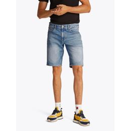 Jeansshorts Tommy Jeans "SCANTON SHORT", Herren, Gr. 30, N-Gr, blau (denim light), Denim/Jeans, Obermaterial: 81% Baumwolle, 18% Lyocell, 1% Elasthan, unifarben, casual, regular fit knielang, Jeans, Mit Gürtelschlaufen