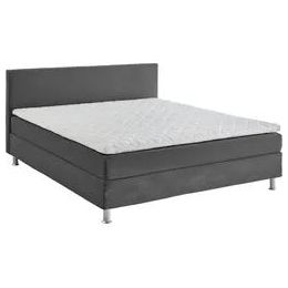 Boxbett "Edison", grau (dunkelgrau), B:160cm L:209cm, Bezug Bett: Cord (65% Polypropylen, 35% Polyester), ATLANTIC HOME COLLECTION, Komplettbetten, Boxspringbett, inkl. Bonnellfederkern-Matratze und Topper