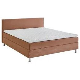 Boxbett "Edison", braun (caramel), B:160cm L:209cm, Bezug Bett: Cord (65% Polypropylen, 35% Polyester), ATLANTIC HOME COLLECTION, Komplettbetten, Boxspringbett, inkl. Bonnellfederkern-Matratze und Topper