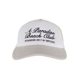 Trucker Cap PEQUS "PEQUS PEQUS A Paradise Beach Club Curved Logo Trucker Cap", Damen, Gr. one size, weiß (sandweiß), 100% Polyester, casual, Caps