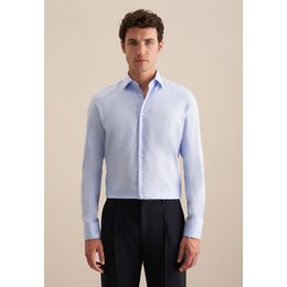 Businesshemd Seidensticker, Herren, Gr. M (39), Extra verlängerter Arm, blau (hellblau), 100% Baumwolle, unifarben, tailored fit, Extra verlängerter Arm 2-Knopf-Manschette, Hemden, Shaped Kentkragen Uni