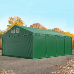 TOOLPORT 5x8 m Lagerzelt, PVC-Plane, dunkelgrün, mit Bodenrahmen, mit Statik (Erduntergrund) - (58592)