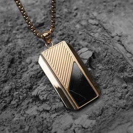 Holzkern Halsketten Herren Gold und Marmor