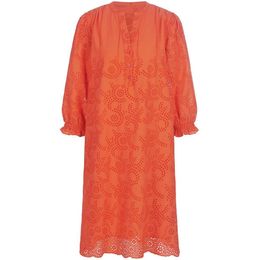 Marcel Ostertag - Kleid mit V-Öffnung am Ausschnitt, orange, Gr. 36 / S - Baumwolle