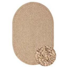 Teppich MERINOS "Kenzy 2", beige (natur), Teppiche, B: 140cm, 1mm, L: 200cm, Obermaterial: 100% Polypropylen, robuster In- und Outdoor Teppich im natürlichen Jute-Look, wetterfest, B:140cm H:1mm L:200cm