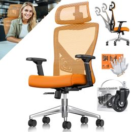 Kesser&reg; B&uuml;rostuhl mit verstellbaren Armlehnen Drehstuhl mit Lendenwirbelst&uuml;tze R&uuml;ckenschonend Schreibtischstuhl ergonomisch mit Kopfst&uuml;tze Office Chair Wippfunktion bis 125&deg; mit 5x Gummirollen