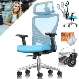 Kesser&reg; B&uuml;rostuhl mit verstellbaren Armlehnen Drehstuhl mit Lendenwirbelst&uuml;tze R&uuml;ckenschonend Schreibtischstuhl ergonomisch mit Kopfst&uuml;tze Office Chair Wippfunktion bis 125&deg; mit 5x Gummirollen