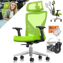 Kesser&reg; B&uuml;rostuhl mit verstellbaren Armlehnen Drehstuhl mit Lendenwirbelst&uuml;tze R&uuml;ckenschonend Schreibtischstuhl ergonomisch mit Kopfst&uuml;tze Office Chair Wippfunktion bis 125&deg; mit 5x Gummirollen