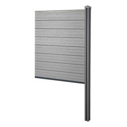 MCW WPC-Sichtschutz Savoie, Zaun Windschutz, WPC-Pfosten zum Einbetonieren ~ Erweiterungselement schmal, 98cm grau