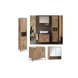VICCO Badm&ouml;bel-Set Eliza Viking Oak 3 Teile mit Hochschrank