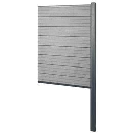 MCW WPC-Sichtschutz Savoie, Zaun Windschutz, Alu-Pfosten zum Einbetonieren ~ Erweiterungselement schmal, 95cm grau