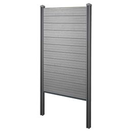 MCW WPC-Sichtschutz Savoie, Windschutz Zaun, WPC-Pfosten zum Einbetonieren ~ Basiselement schmal, 105cm grau