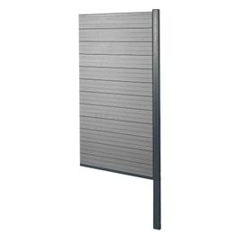 MCW WPC-Sichtschutz Savoie, Windschutz Zaun, Alu-Pfosten zum Einbetonieren ~ Erweiterungselement schmal, 95cm grau
