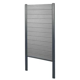 MCW WPC-Sichtschutz Savoie, Windschutz Zaun, Alu-Pfosten zum Einbetonieren ~ Basiselement schmal, 100cm grau
