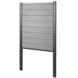 MCW WPC-Sichtschutz Savoie, Zaun Windschutz, Alu-Pfosten zum Einbetonieren ~ Basiselement schmal, 100cm grau