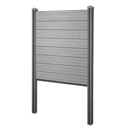 MCW WPC-Sichtschutz Savoie, Zaun Windschutz, WPC-Pfosten zum Einbetonieren ~ Basiselement schmal, 105cm grau