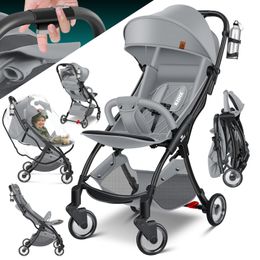 Kidiz&reg; Kinderwagen Premium Kinderbuggy klappbar Liegebuggy Sportwagen Faltbar 360&deg;R&auml;der 5-Punkt Gurt Inkl. Getr&auml;nkehalter & Regenabdeckung, verstellbare R&uuml;ckenlehne & Sonnenverdeck
