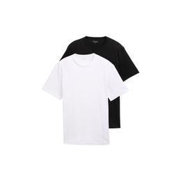 Tom Tailor Herren T-Shirts aus Baumwolle mit Logo-Print im 2er-Pack, schwarz, Uni, Gr. XXXL