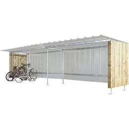 Mottez Unterstand, HxB 2150 x 3990 mm, Metalloptik, Anbaueinheit für Modell B811C