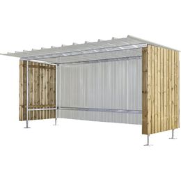 Mottez Unterstand, HxB 2150 x 3990 mm, Metalloptik, Grundeinheit für Fahrräder / Motorräder
