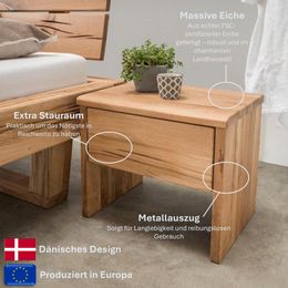 Nachtkonsole Home Affaire "Ultima", braun (wildeiche natur, geölt), B:50cm H:42cm T:36cm, Massivholz, Sideboards, aus massiver Fichte oder Eiche, robuste Natürlichkeit mit Wuchsrissen