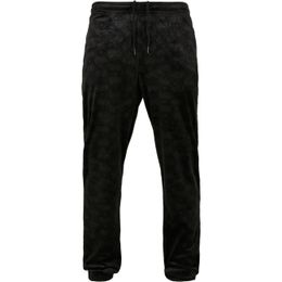 Stoffhose Southpole "Southpole Herren Southpole AOP Velour Pants", Herren, Gr. L, US-Größen, schwarz, 93% Polyester, 7% Elasthan, relaxed fit, Hosen