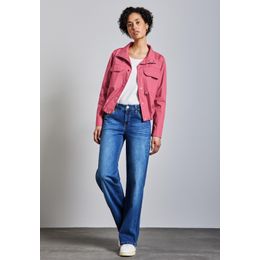 Kurzjacke Street One, Damen, Gr. 42, rosa (desert berry), Web, Obermaterial: 100% Baumwolle; Futter: 100% Polyester, unifarben, casual, normal kurz, hoch geschlossener Ausschnitt, Langarm abgesteppt, Jacken, mit Knopfleiste