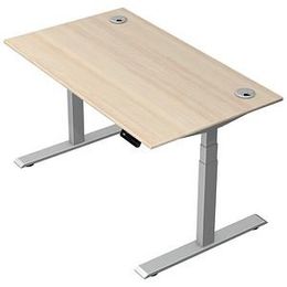 Kerkmann Move 2 Plus elektrisch höhenverstellbarer Schreibtisch ahorn rechteckig, T-Fuß-Gestell silber 140,0 x 80,0 cm