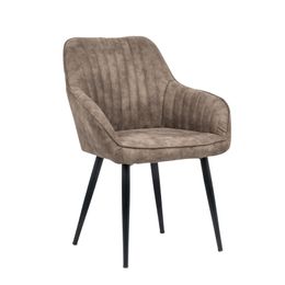 Riess Ambiente riess-ambiente Stuhl TURIN - Armlehne edel vintage taupe Ziersteppung Microfaser Metallbeine