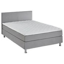 Boxbett "Edison", grau (hellgrau), B:140cm L:209cm, Bezug Bett: Strukturstoff (65% Polypropylen, 35% Polyester), ATLANTIC HOME COLLECTION, Komplettbetten, Boxspringbett, inkl. Bonnellfederkern-Matratze und Topper