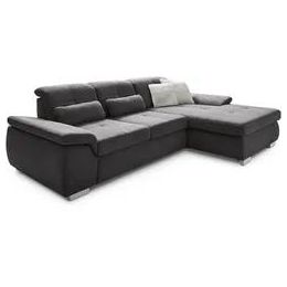 Ecksofa DIE PLANBAR "MP-IN16037 L-Form", grau (anthrazit), B:289cm H:85cm T:195cm, 100% Polyester, Sofas, mit Sitztiefenverstellung & Zierkissen, Kaltschaum