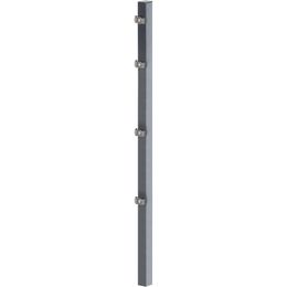 Zaunpfosten Alberts, grau (anthrazit), B:6cm H:175cm T:4cm, Stahl, Zaunpfosten, 60x40 mm für Doppelstabmattenzaun, 175 cm, mit Klemmlaschenbefestigung