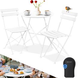 Kesser&reg; Bistroset 3-teilig Bistrotisch mit 2 klappbaren St&uuml;hle Set Balkonset Balkonm&ouml;bel Klapp-M&ouml;bel Gartenset Sitzgarnitur Gartengarnitur Gartenm&ouml;bel Sitzgruppe Metall Bistro Gartentisch inkl. Abdeckung