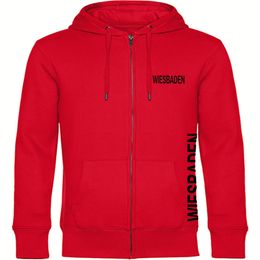 multifanshop Kapuzen Sweatshirt Jacke - Wiesbaden - Brust & Seite - Druck schwarz - Sweat
