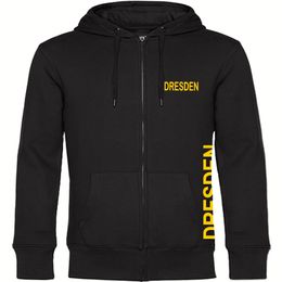 multifanshop Kapuzen Sweatshirt Jacke - Dresden - Brust & Seite - Druck gelb - Sweat