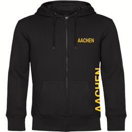 multifanshop Kapuzen Sweatshirt Jacke - Aachen - Brust & Seite - Druck gelb - Sweat