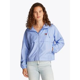 Windbreaker Tommy Jeans "TJW ESSENTIAL WINDBREAKER EXT", Damen, Gr. L (40), blau (sweet blau), Web, Obermaterial: 100% Polyester, unifarben, casual, normal kurz, Langarm Raglanärmel elastischer Bund, Jacken, mit Logodruck